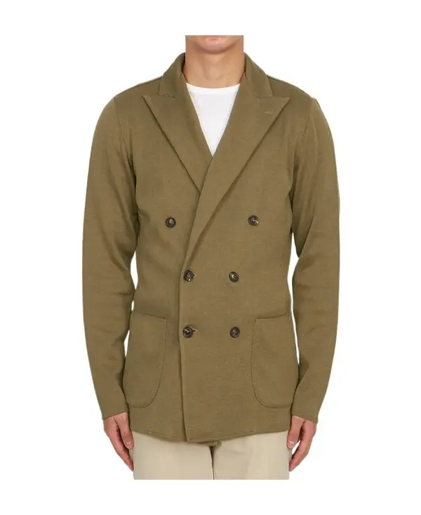 LARDINI Double-breasted Cotton Blazer - Green