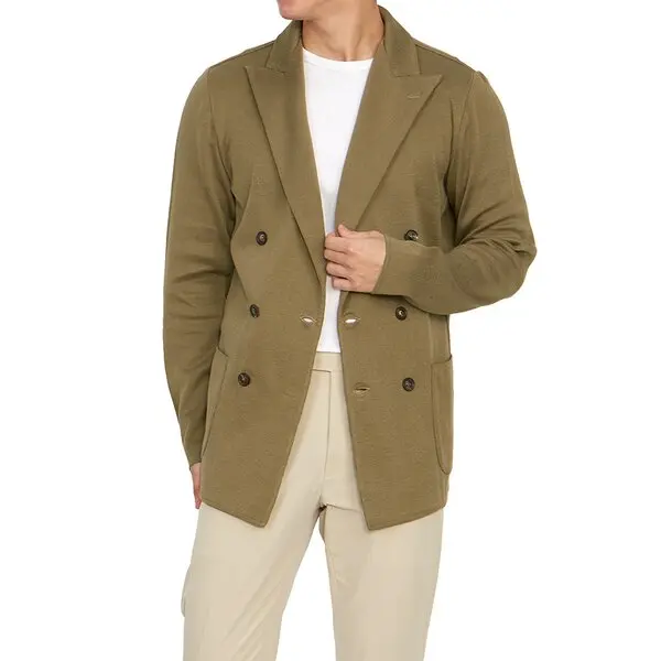 LARDINI Double-breasted Cotton Blazer - Green