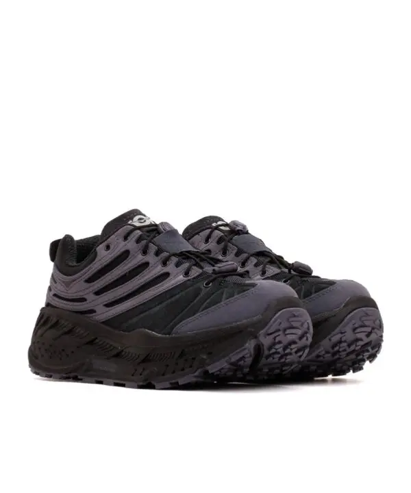 Hoka One One Round Toe Lace-up Sneakers - Black