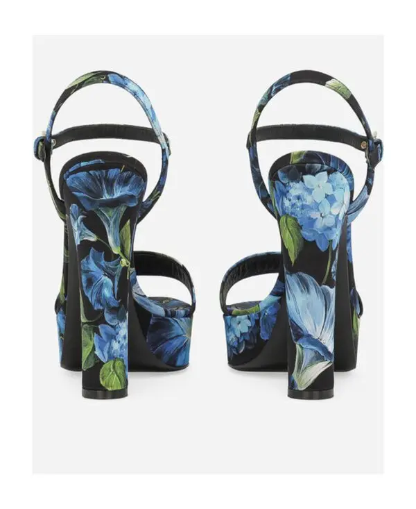 Dolce & Gabbana Printed Charmuese Platform Sandals