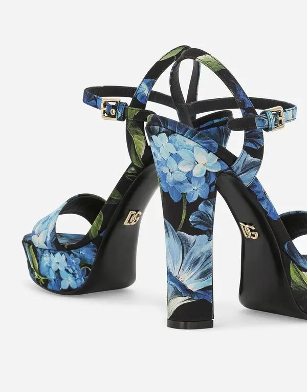 Dolce & Gabbana Printed Charmuese Platform Sandals