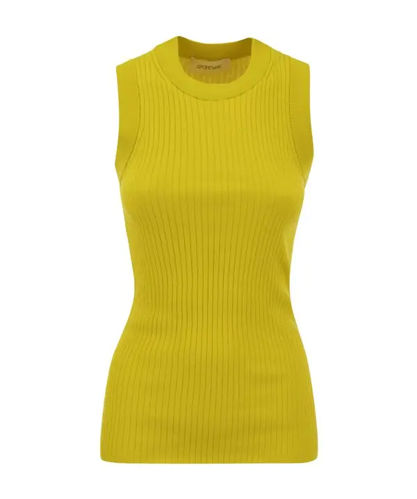 Sportmax Toledo Ribbed Knit Tank Top - Yellow