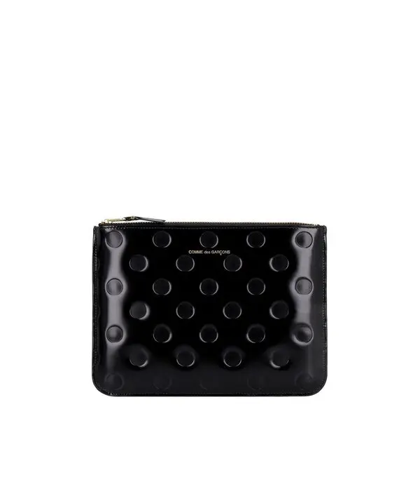 Comme Des Garçons Embossed Dot Zipper Wallet - Black