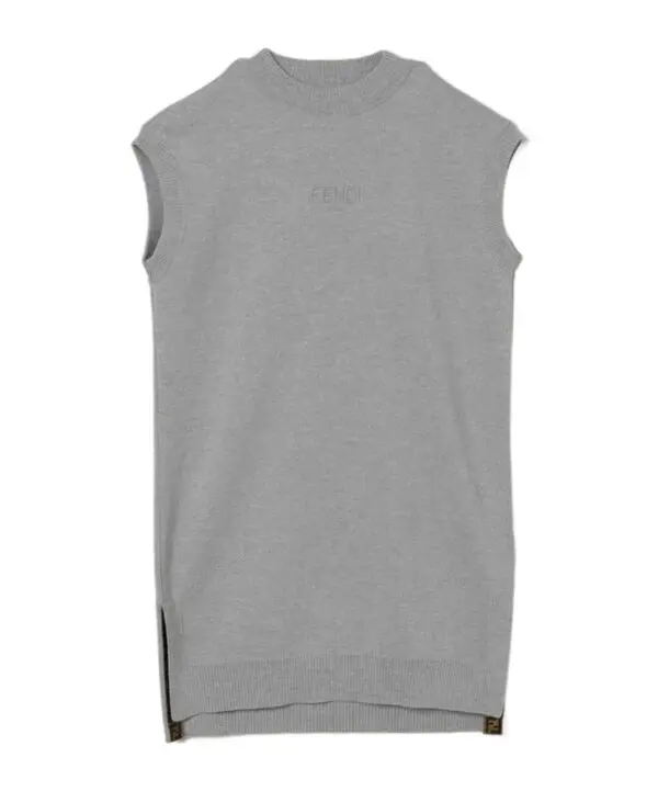 Fendi Embroidered-logo Wool Dress - Gray