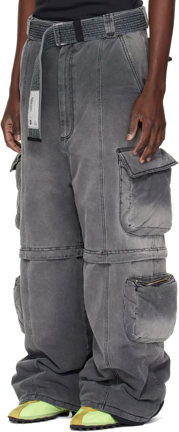 LU'U DAN Wadded Denim Cargo Overalls