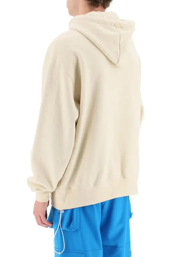 BONSAI Slogan Printed Drawstring Hoodie - White