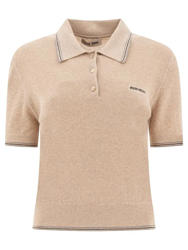 Miu Miu Short-sleeved Knitted Polo Shirt