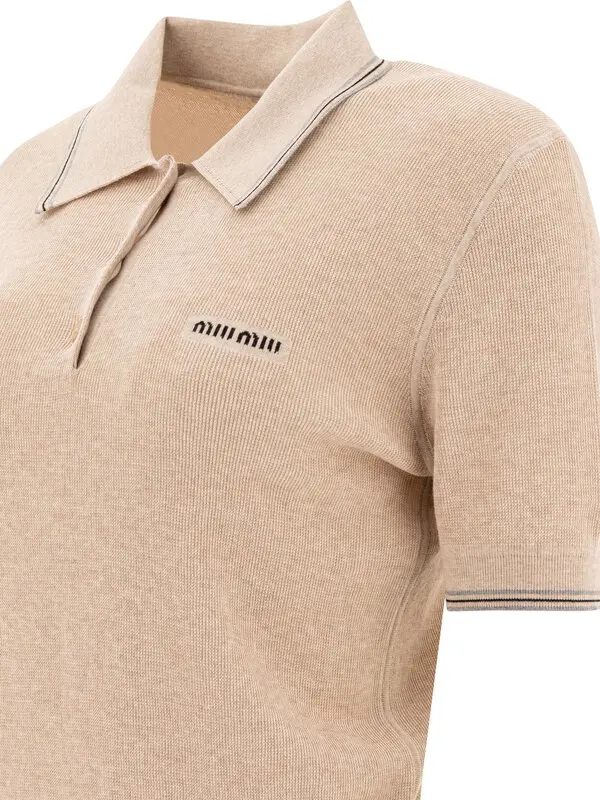 Miu Miu Short-sleeved Knitted Polo Shirt