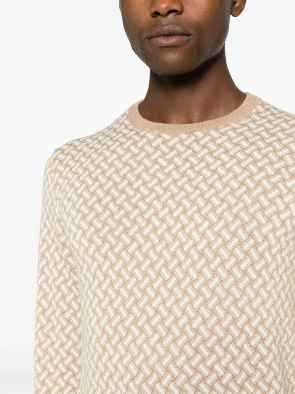 DRUMOHR Geometric Pattern Crew Neck Sweater - Nude
