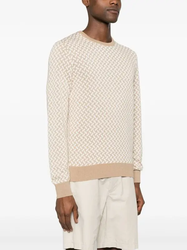 DRUMOHR Geometric Pattern Crew Neck Sweater - Nude