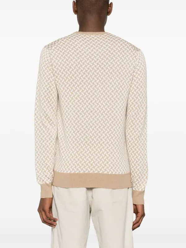 DRUMOHR Geometric Pattern Crew Neck Sweater - Nude