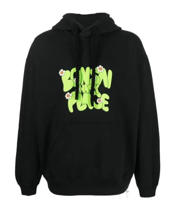BONSAI Logo-print Cotton Hoodie - Black