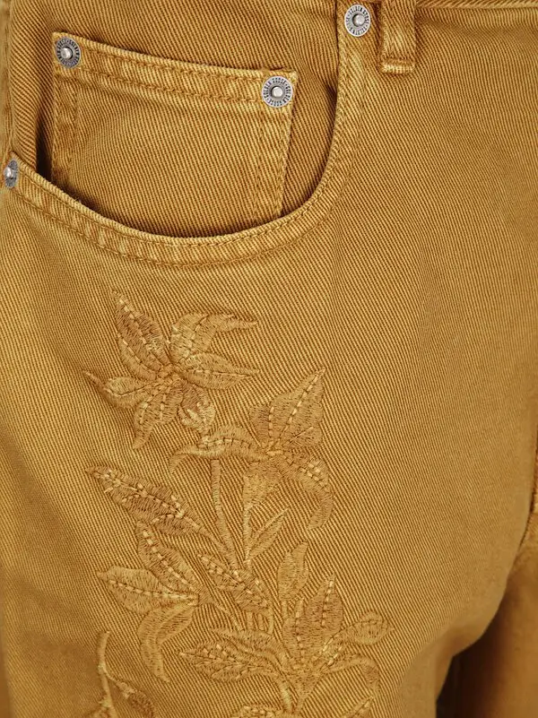 GOLDEN GOOSE Kim Floral Embroidered Pants - Brown