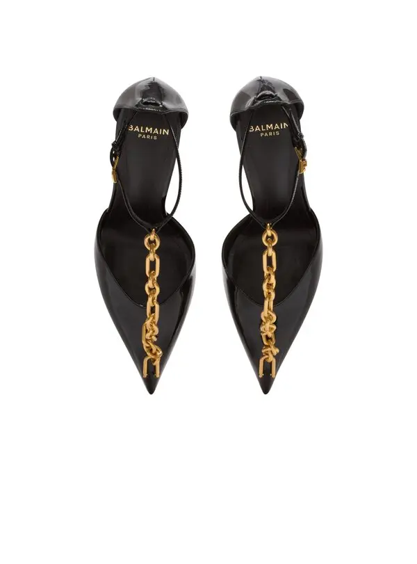 Balmain Sync Pointed Toe Stilettos With Chain Detail - Black