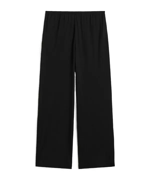 TOTEME Elasticated Waist Wide Leg Pants - Black