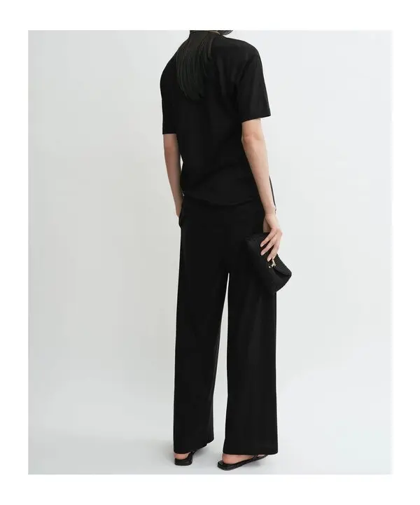 TOTEME Elasticated Waist Wide Leg Pants - Black