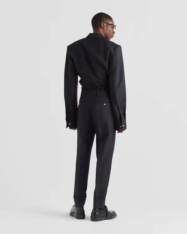 Prada Pleated Tailored Trousers With Pin Stripes - Blue