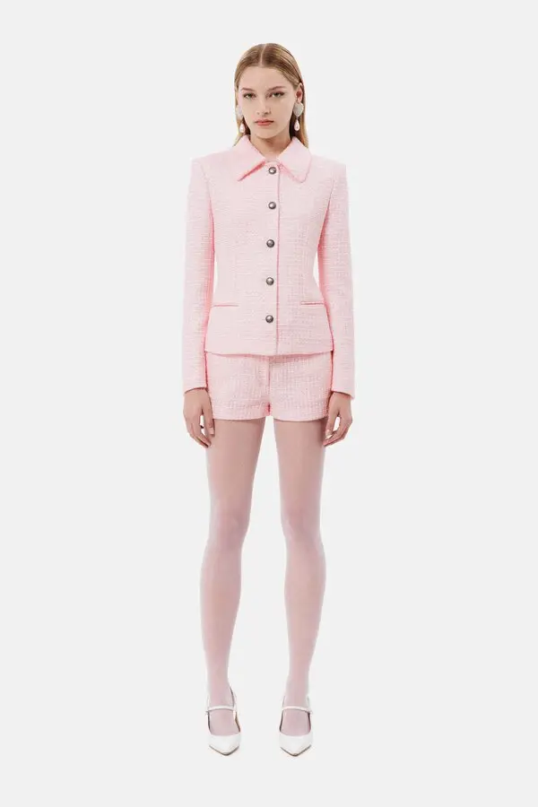 Alessandra Rich Checked Embellished Tweed Blazer