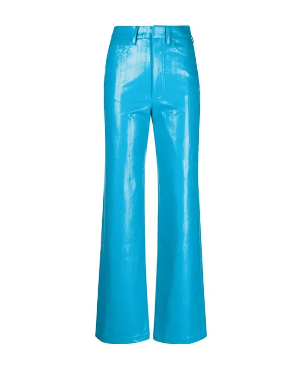 ROTATE BY BIRGER CHRISTENSEN High-rise Coated Straight-leg Trousers - Blue
