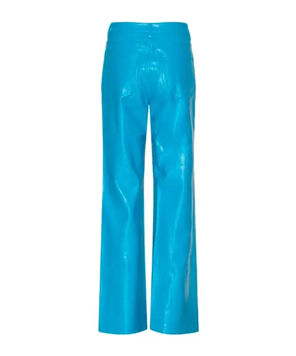 ROTATE BY BIRGER CHRISTENSEN High-rise Coated Straight-leg Trousers - Blue