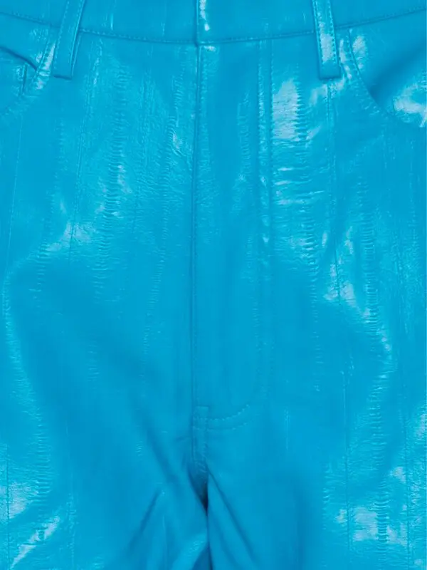 ROTATE BY BIRGER CHRISTENSEN High-rise Coated Straight-leg Trousers - Blue