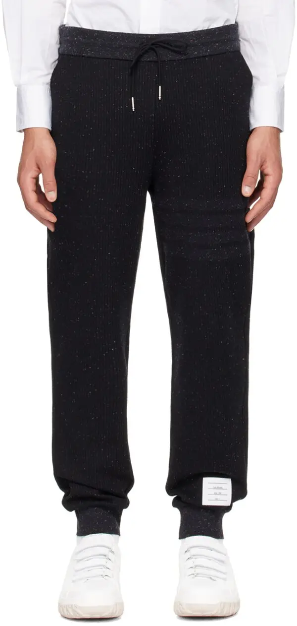 Thom Browne Drawstring Knitted Track Pants - Black