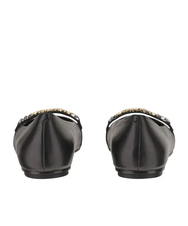 Pinko Embellished Ballet Flats With Metal Detail - Black
