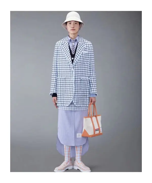 Thom Browne Checked Cotton Single-breasted Coat