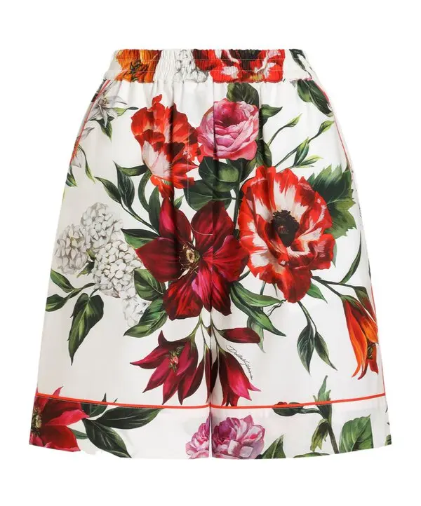Dolce & Gabbana High-waisted Floral Print Shorts - White