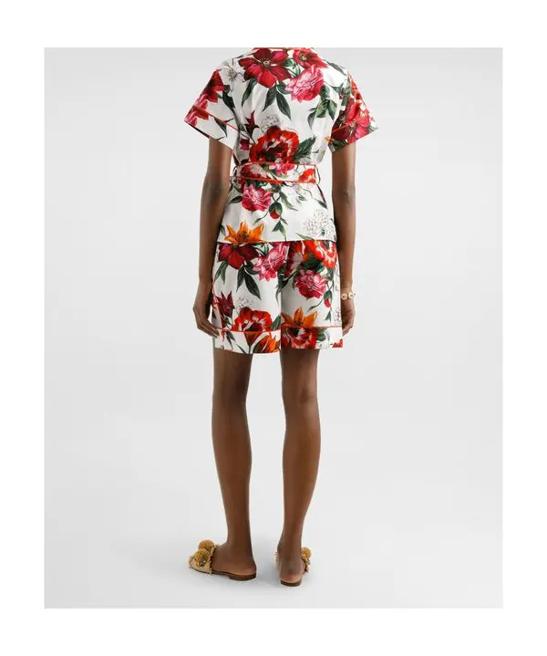 Dolce & Gabbana High-waisted Floral Print Shorts - White