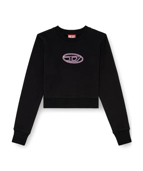 DIESEL® F-slimmy-od Cropped Sweatshirt With Cut-out Logo - Black