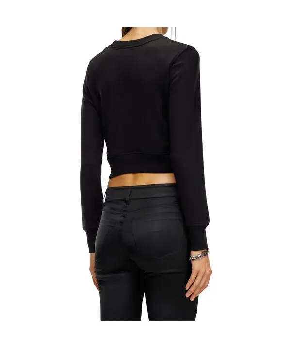 DIESEL® F-slimmy-od Cropped Sweatshirt With Cut-out Logo - Black