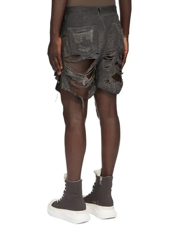 Rick Owens Geth Cut-off Distressed Denim Shorts
