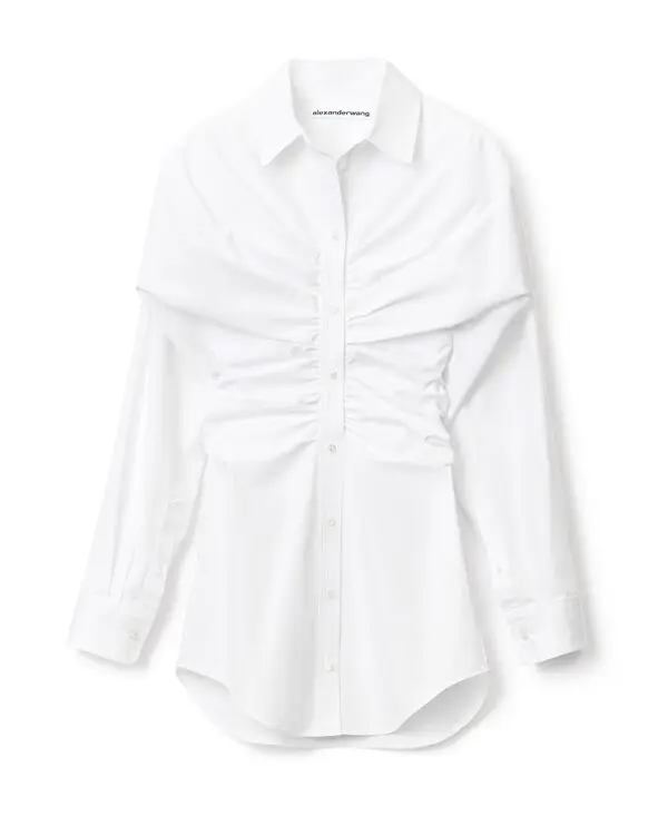 Alexander Wang Draped Hourglass Mini Shirt Dress - White