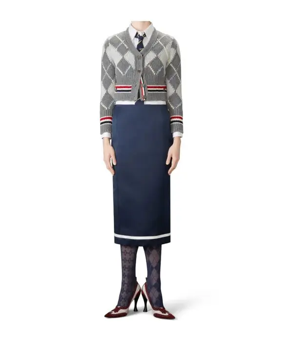 Thom Browne Argyle Intarsia Knitted Cardigan - No