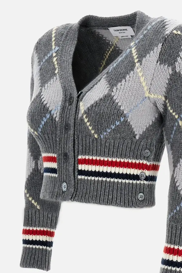 Thom Browne Argyle Intarsia Knitted Cardigan - No