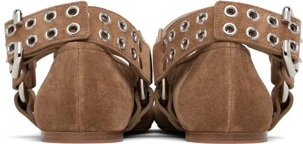 Alaïa Buckled Square Toe Ballet Flats - Brown