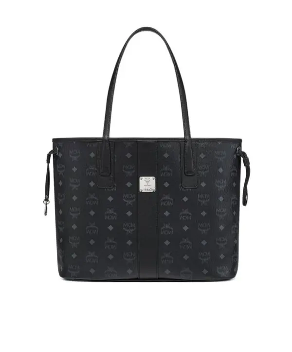 Mcm Reversible Liz Monogrammed Tote Bag With Removable Pouch - Black