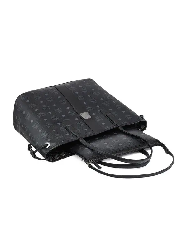 Mcm Reversible Liz Monogrammed Tote Bag With Removable Pouch - Black