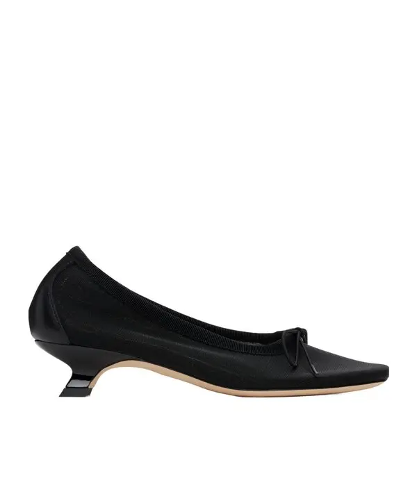 Simone Rocha Mesh Ballerina Low Heels - Black