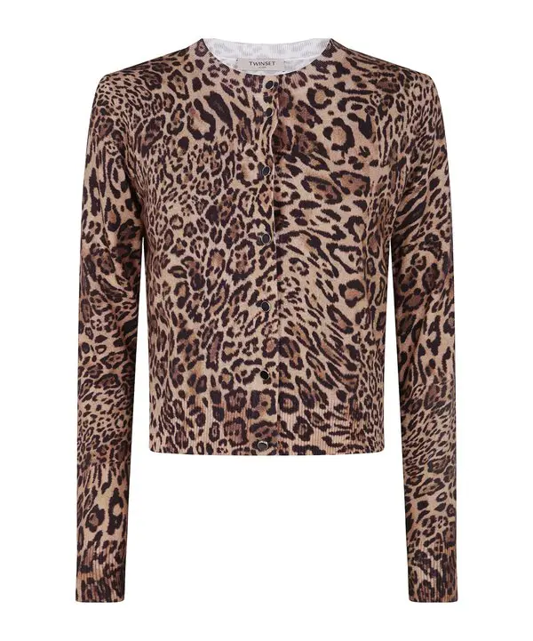 TWINSET Leopard-print Button-fastening Cardigan - Brown