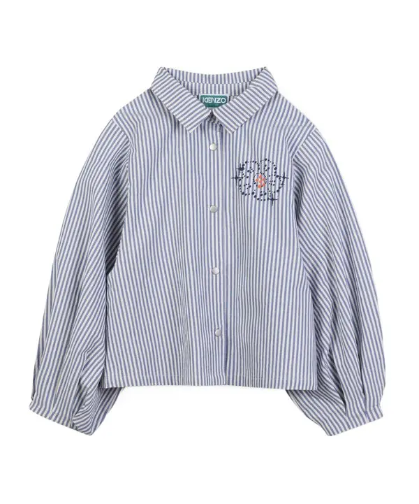 Kenzo Striped Button-up Shirt With Embellished Logo