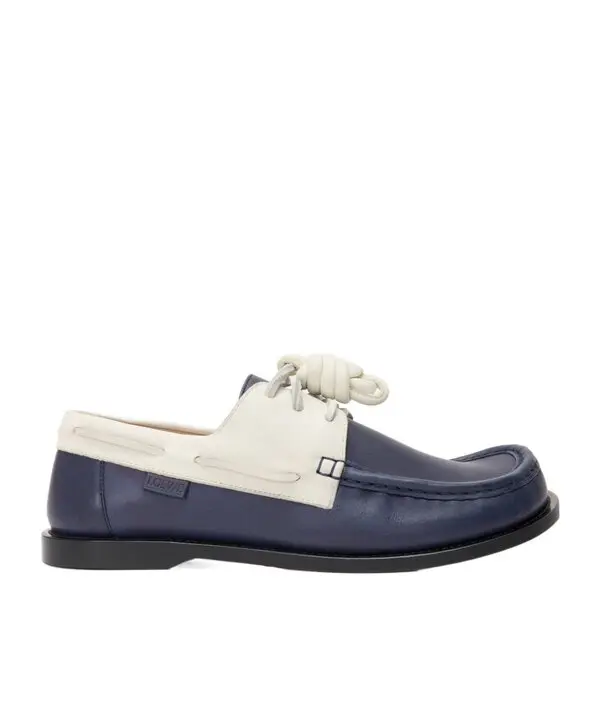 Loewe Campo Boat Shoe In Soft Calfskin - Black
