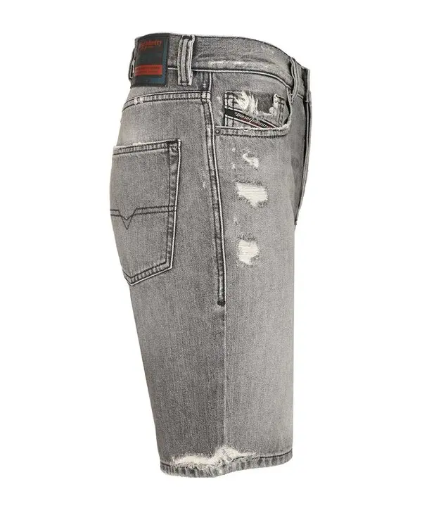 DIESEL® Regular Fit Distressed Denim Shorts - Gray