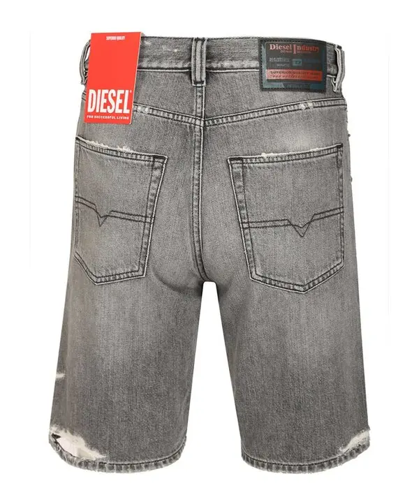 DIESEL® Regular Fit Distressed Denim Shorts - Gray
