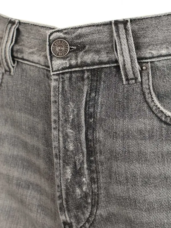 DIESEL® Regular Fit Distressed Denim Shorts - Gray