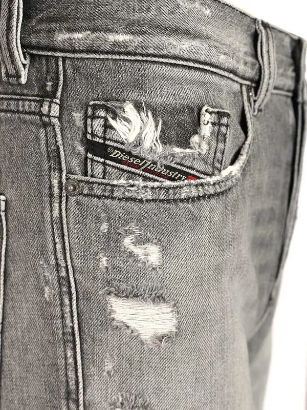 DIESEL® Regular Fit Distressed Denim Shorts - Gray