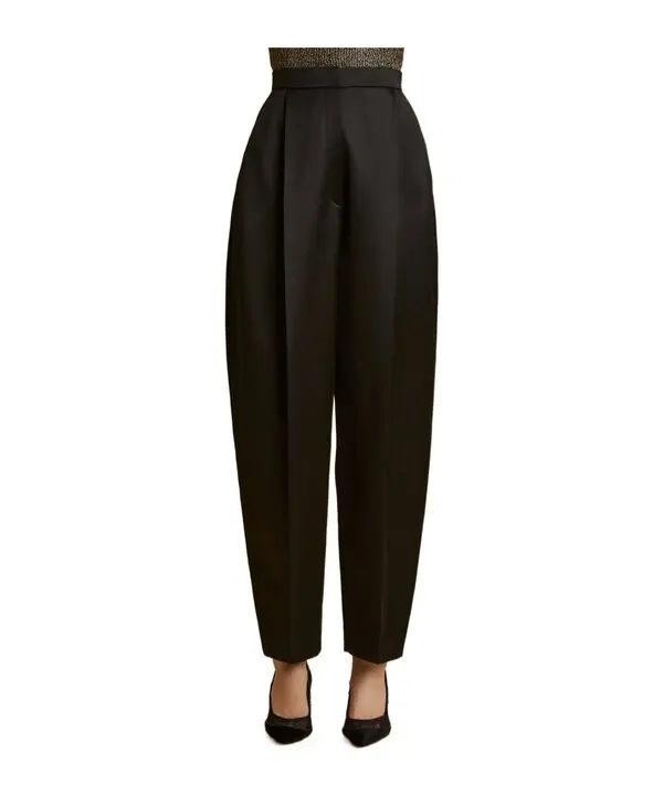 Khaite Front Pleated Trousers - Black