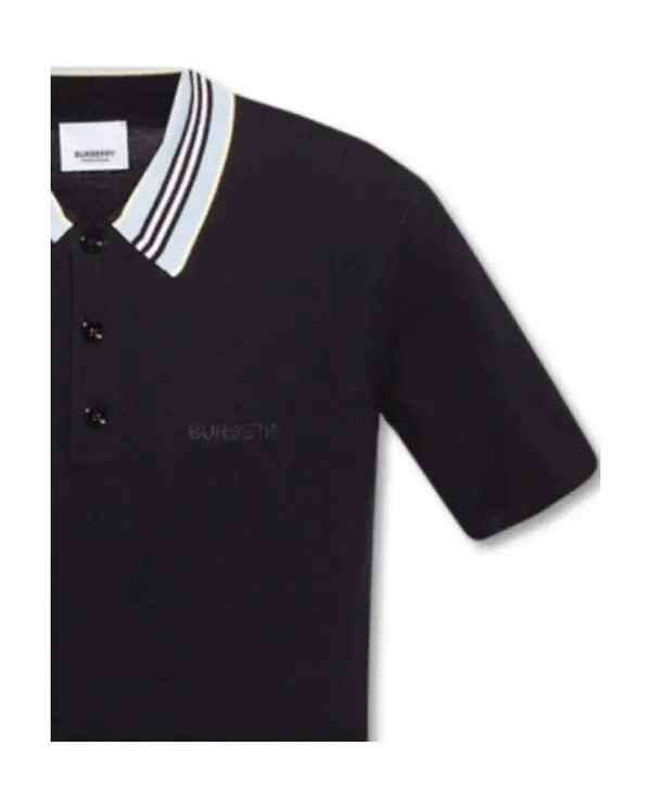 Burberry Icon Stripe Polo Shirt - Black
