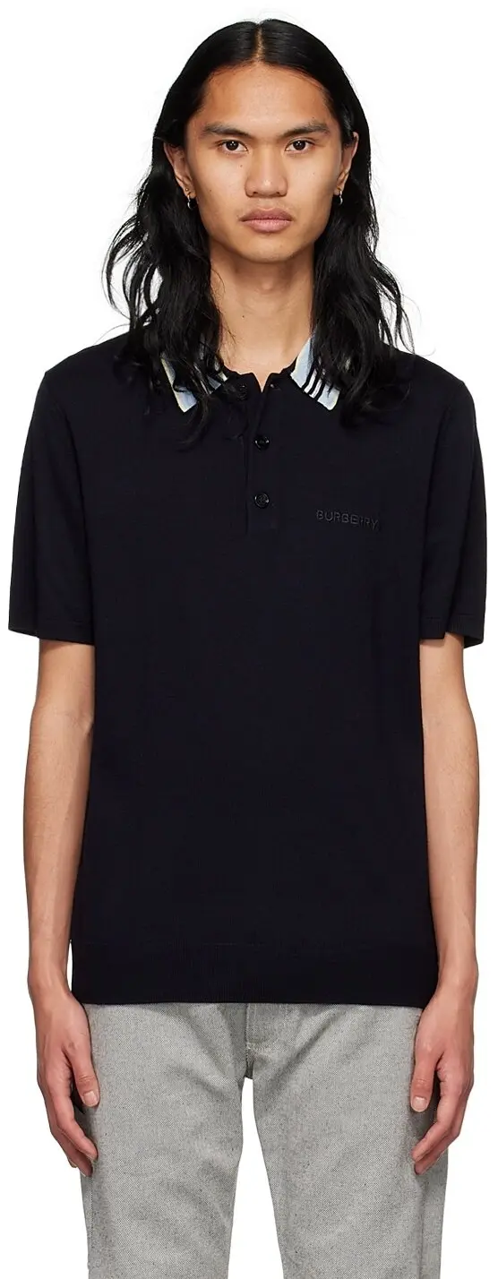 Burberry Icon Stripe Polo Shirt - Black